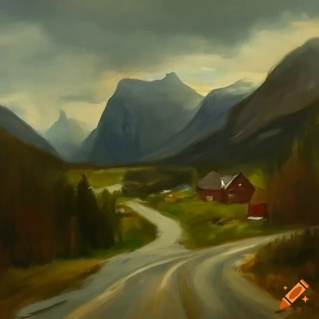 Oil painting of remote norway on Craiyon