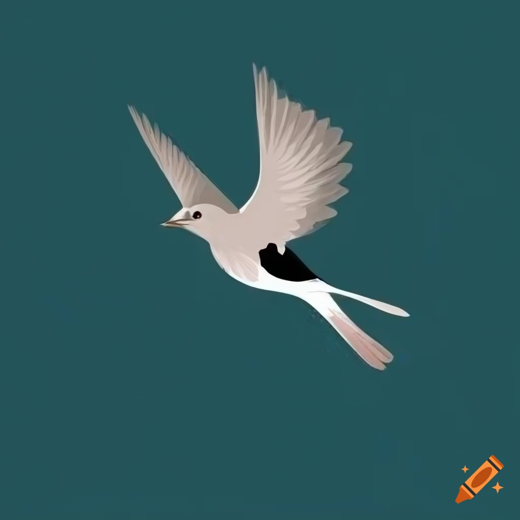 Mockingbird flying with open wings design