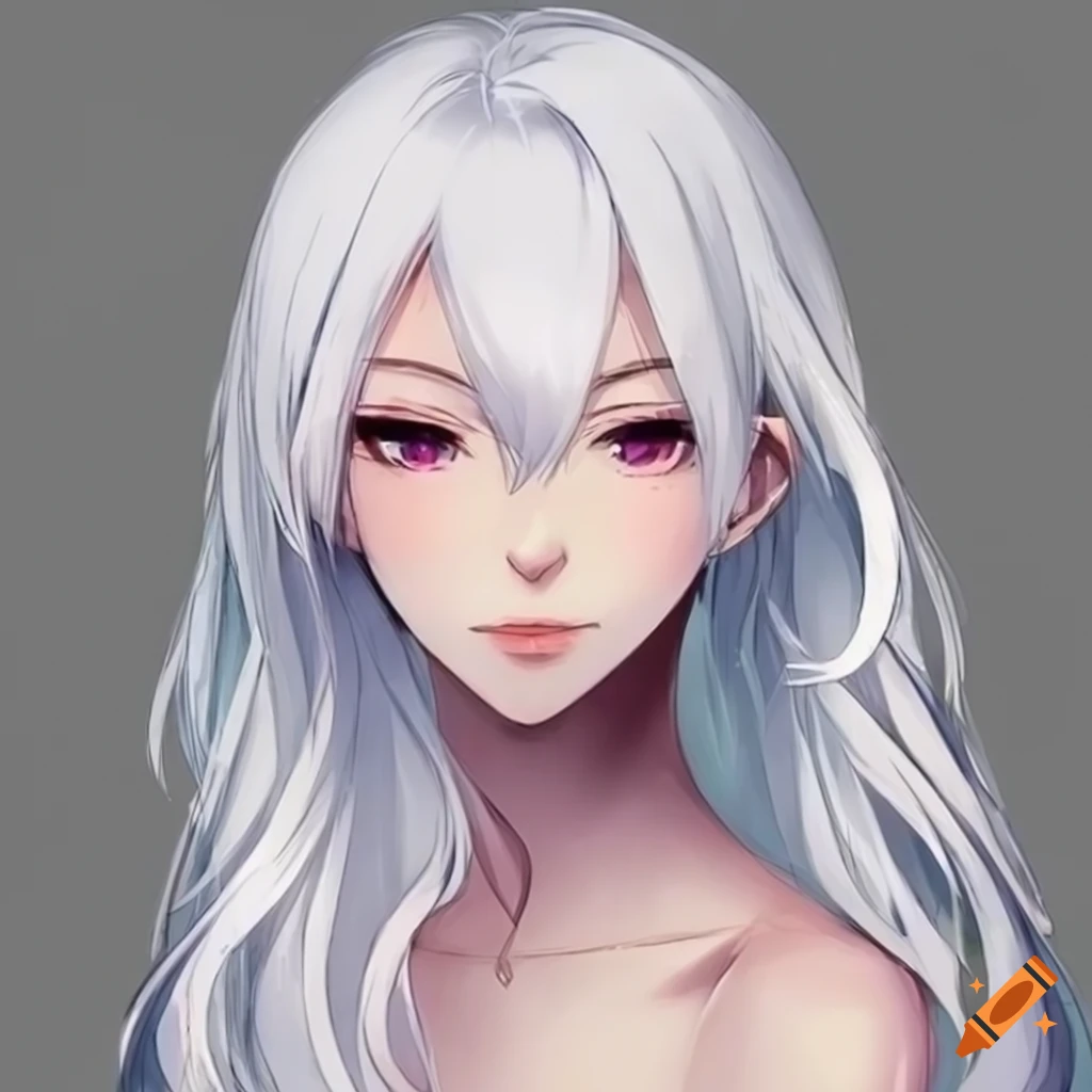 Drawing of a girl with white hair