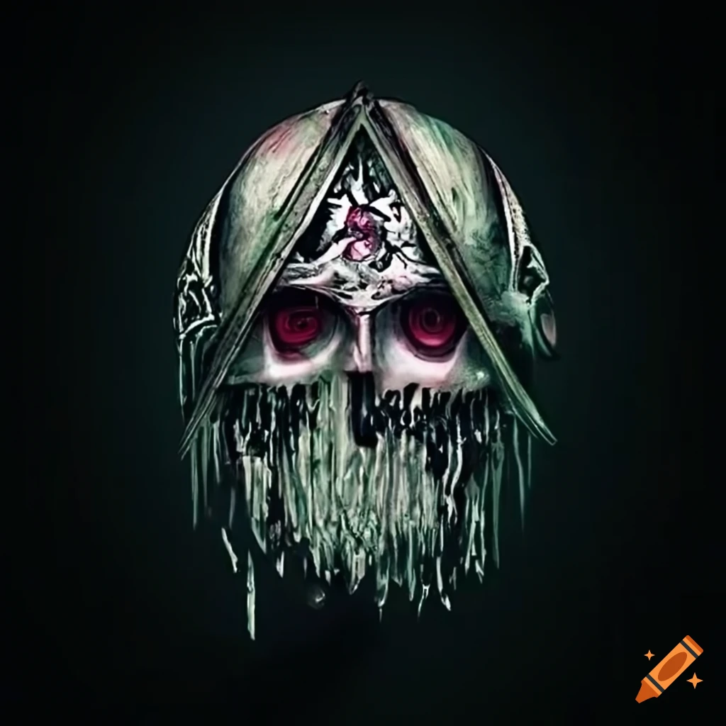 Psychedelic heavy metal logo with eye hieroglyph on Craiyon