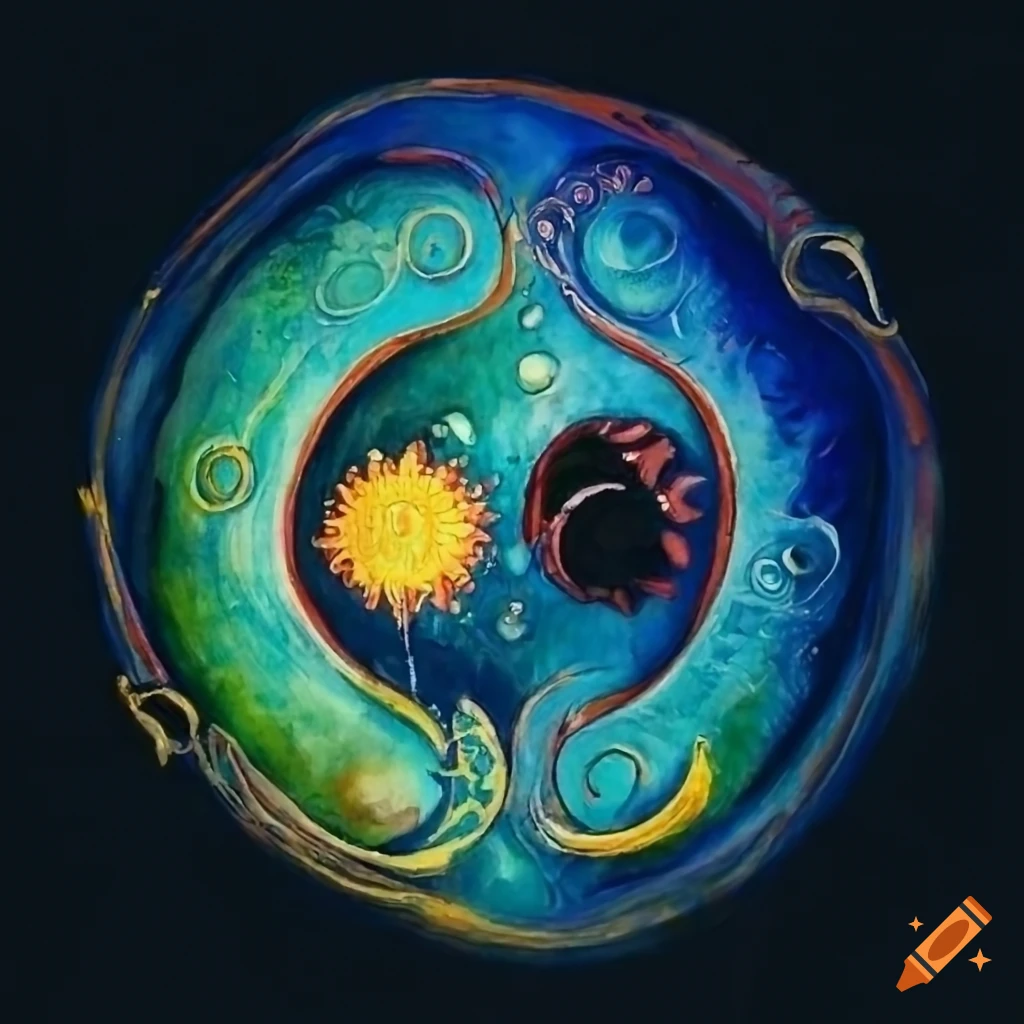 Colored art with various symbols of duality on Craiyon