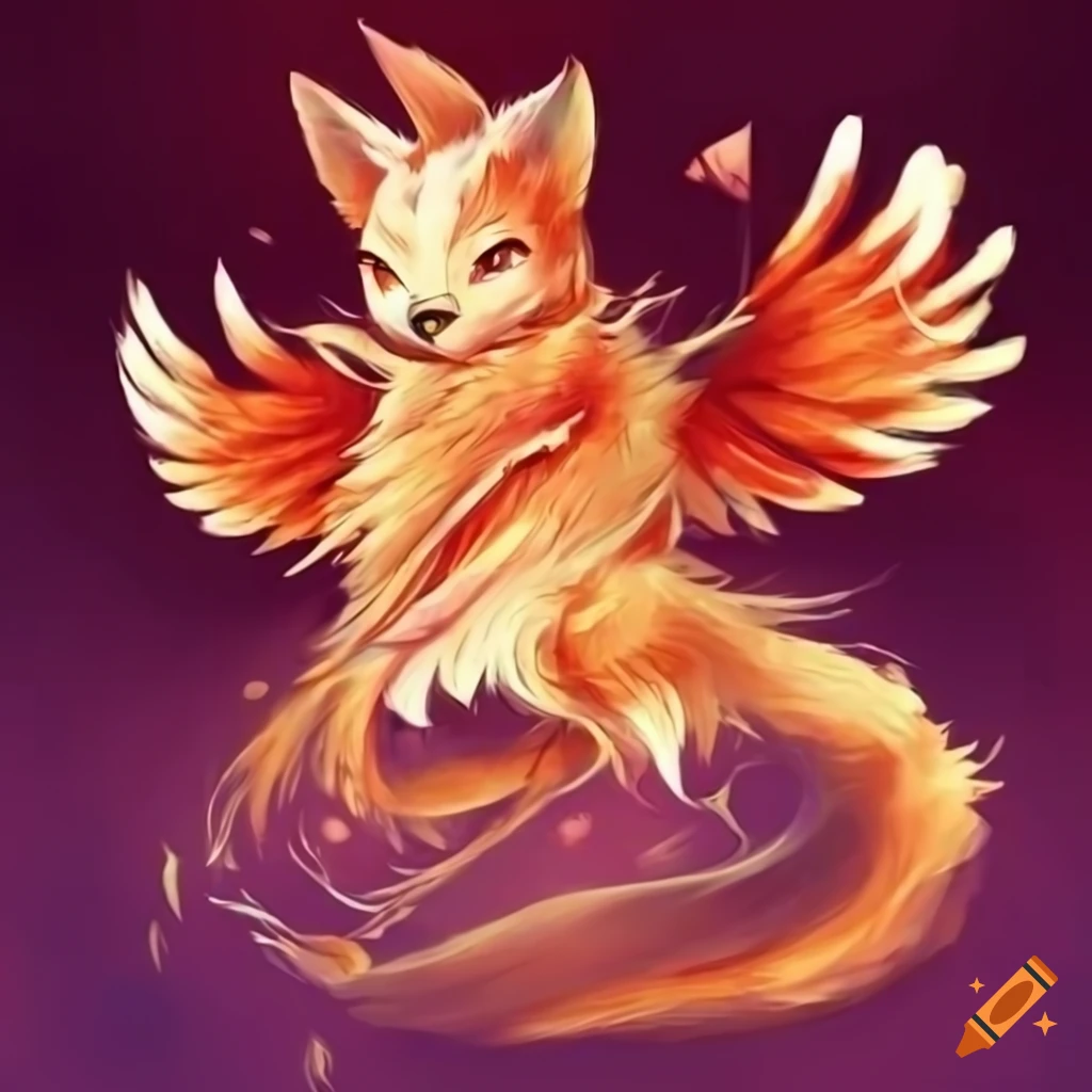 Image of a cute phoenix/kitsune hybrid on Craiyon