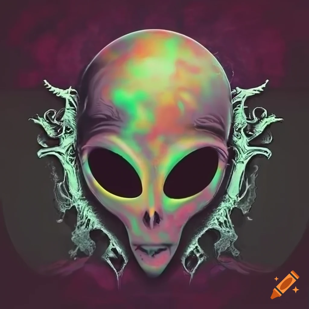 Psychedelic alien logo in heavy metal style on Craiyon