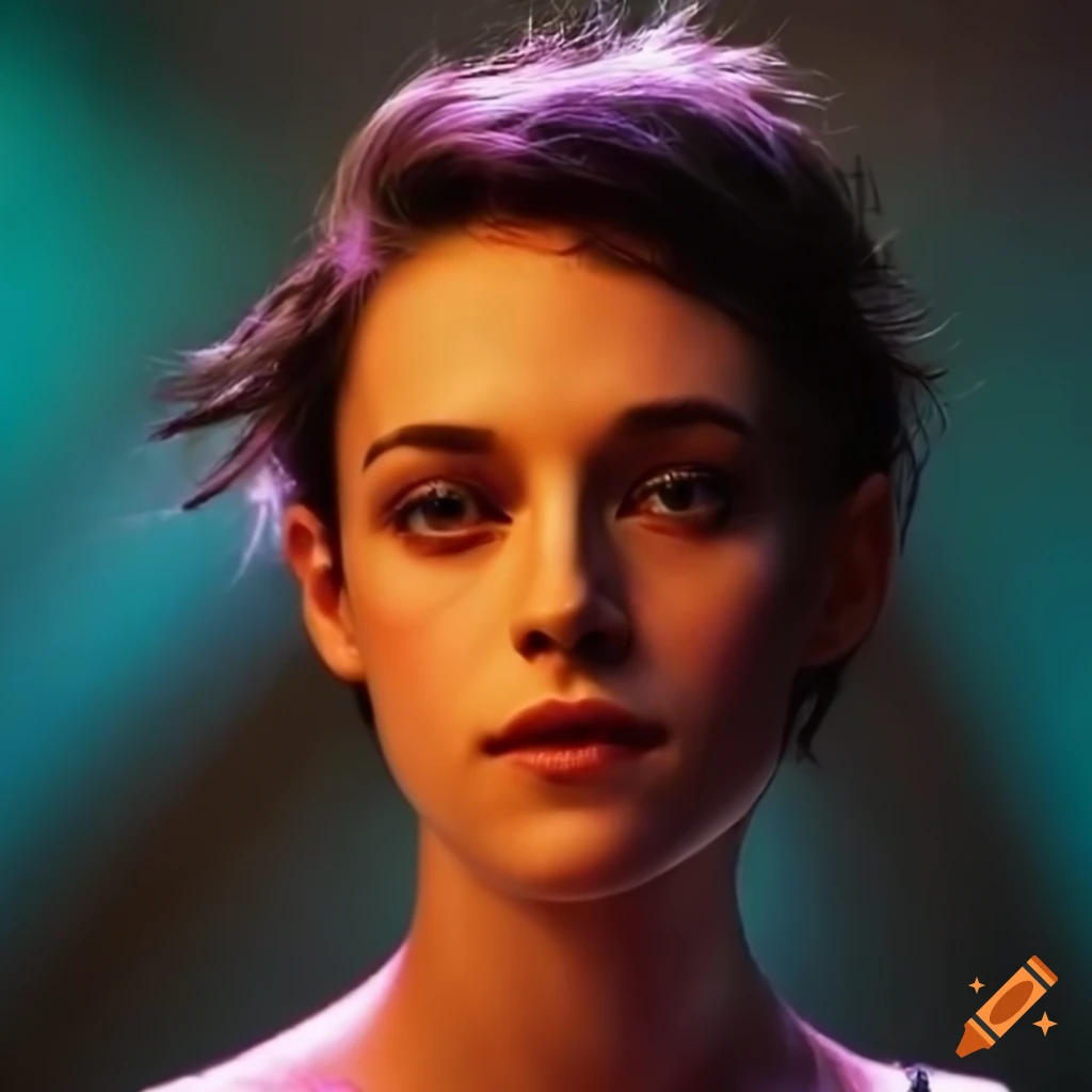 Natalie portman with pink hair as a space princess on Craiyon