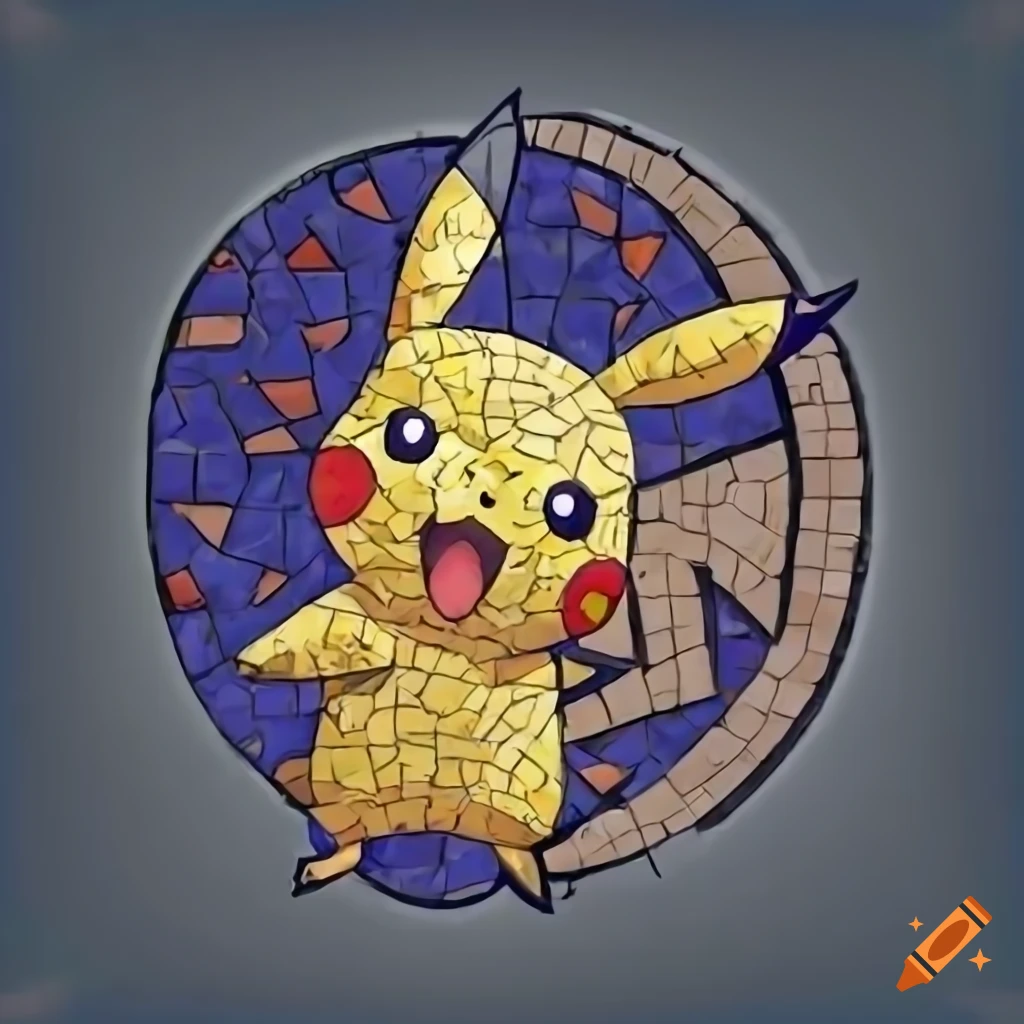 Pikachu depicted in ancient mosaic style on Craiyon