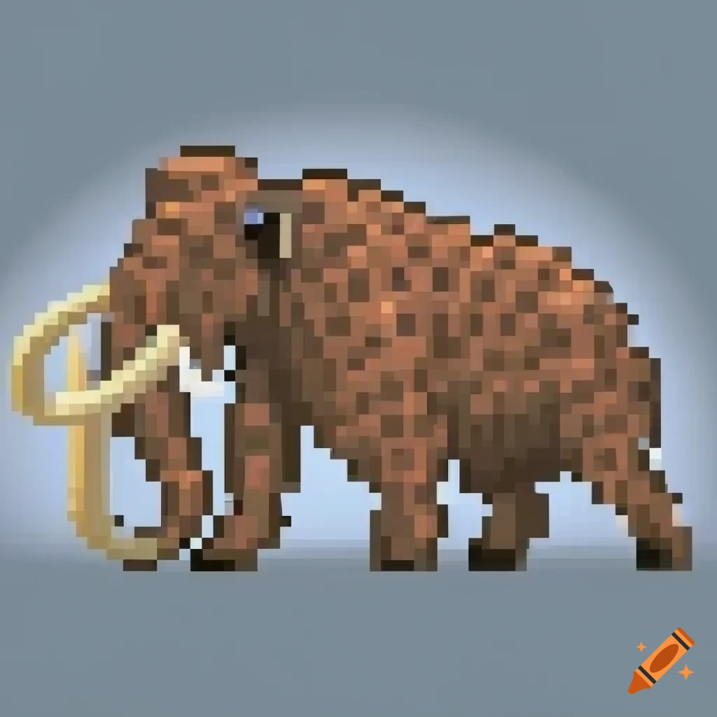 Pixel art of a mammoth on white background on Craiyon
