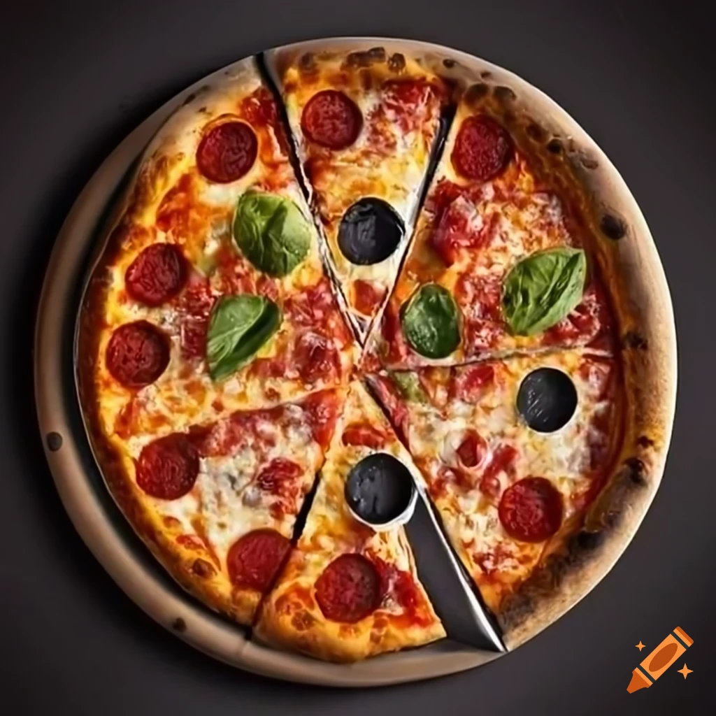 Delicious vegetarian pizza with hot pepperoni on Craiyon