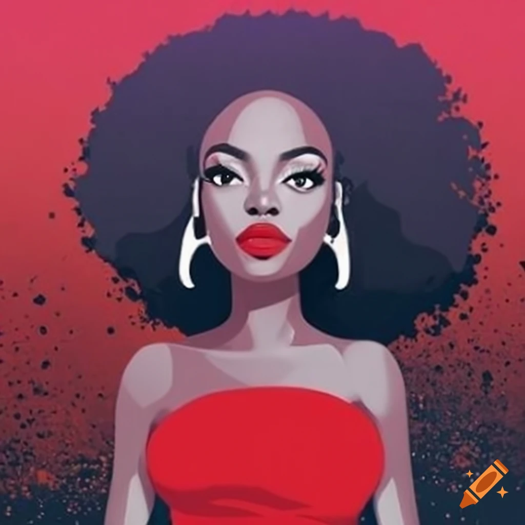 Portrait of a confident african woman in a red dress