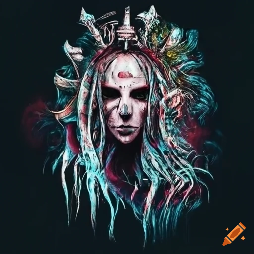 Psychedelic heavy metal logo with eye hieroglyphs on Craiyon