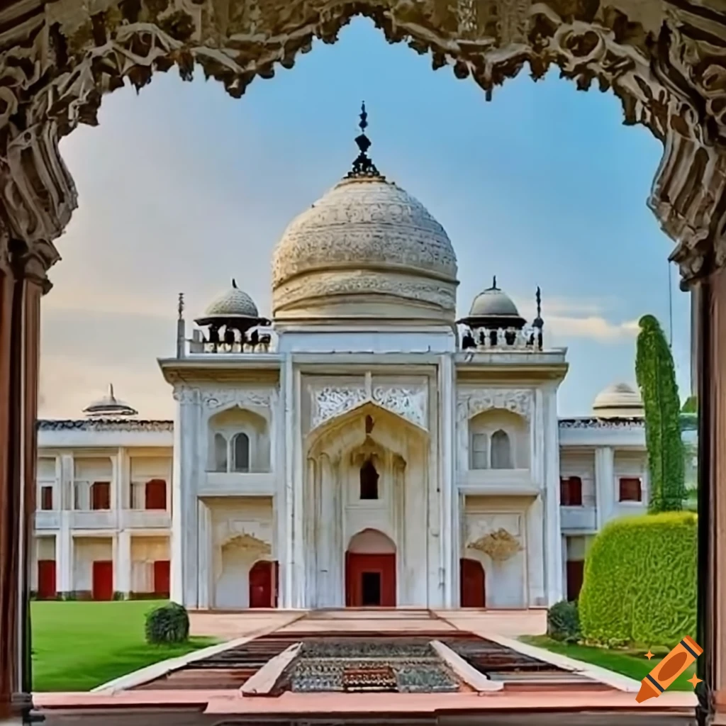Front view of mughal mahal white house whitemarsh lynnewood on Craiyon