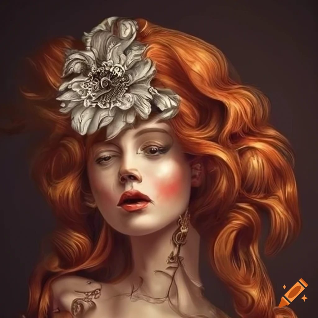 Sensual woman formed by flower art in an art nouveau style on Craiyon