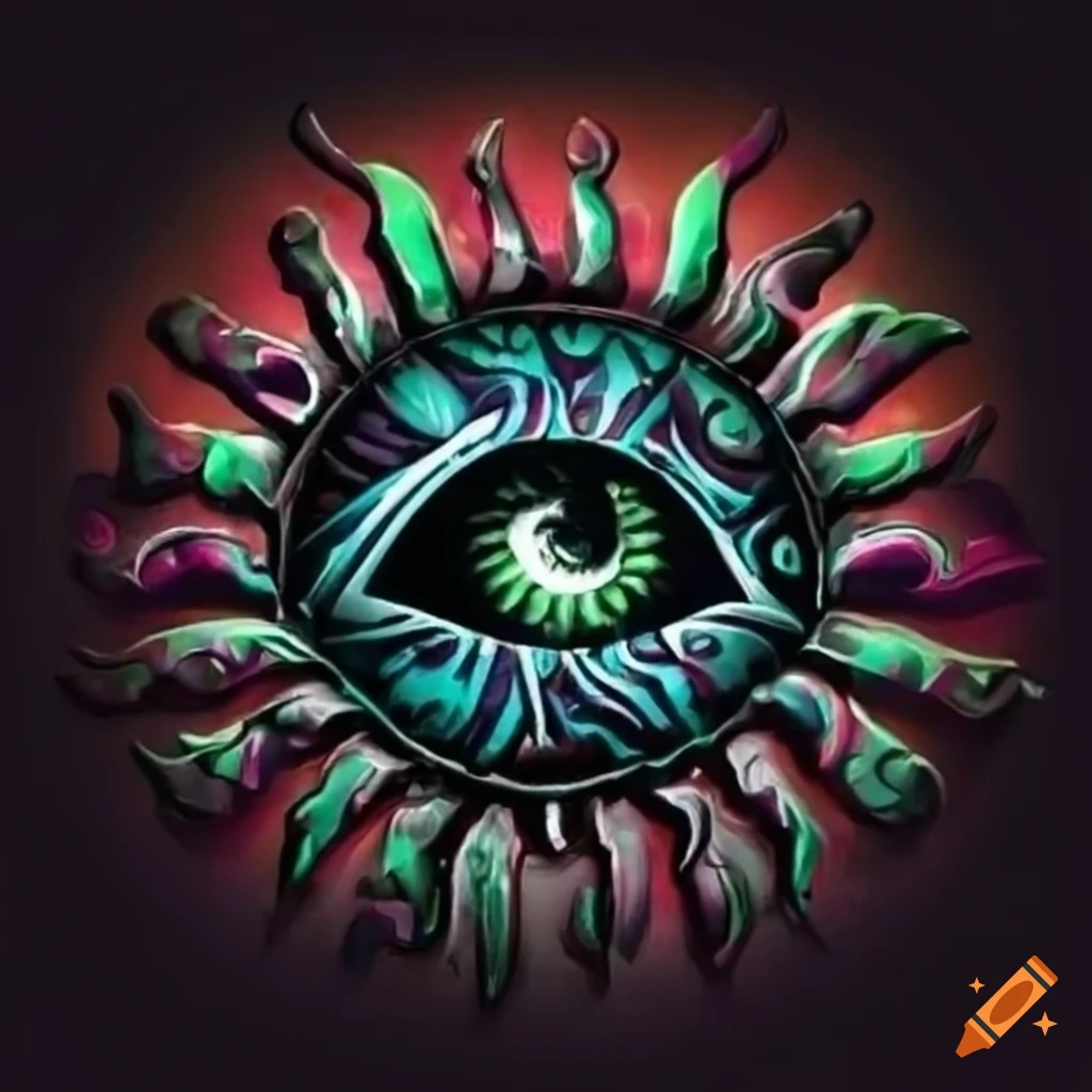 Psychedelic heavy metal logo with eye of horus on Craiyon