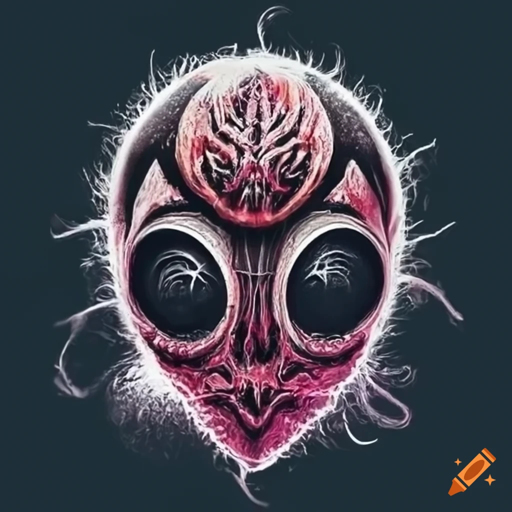 Psychedelic alien logo in heavy metal style