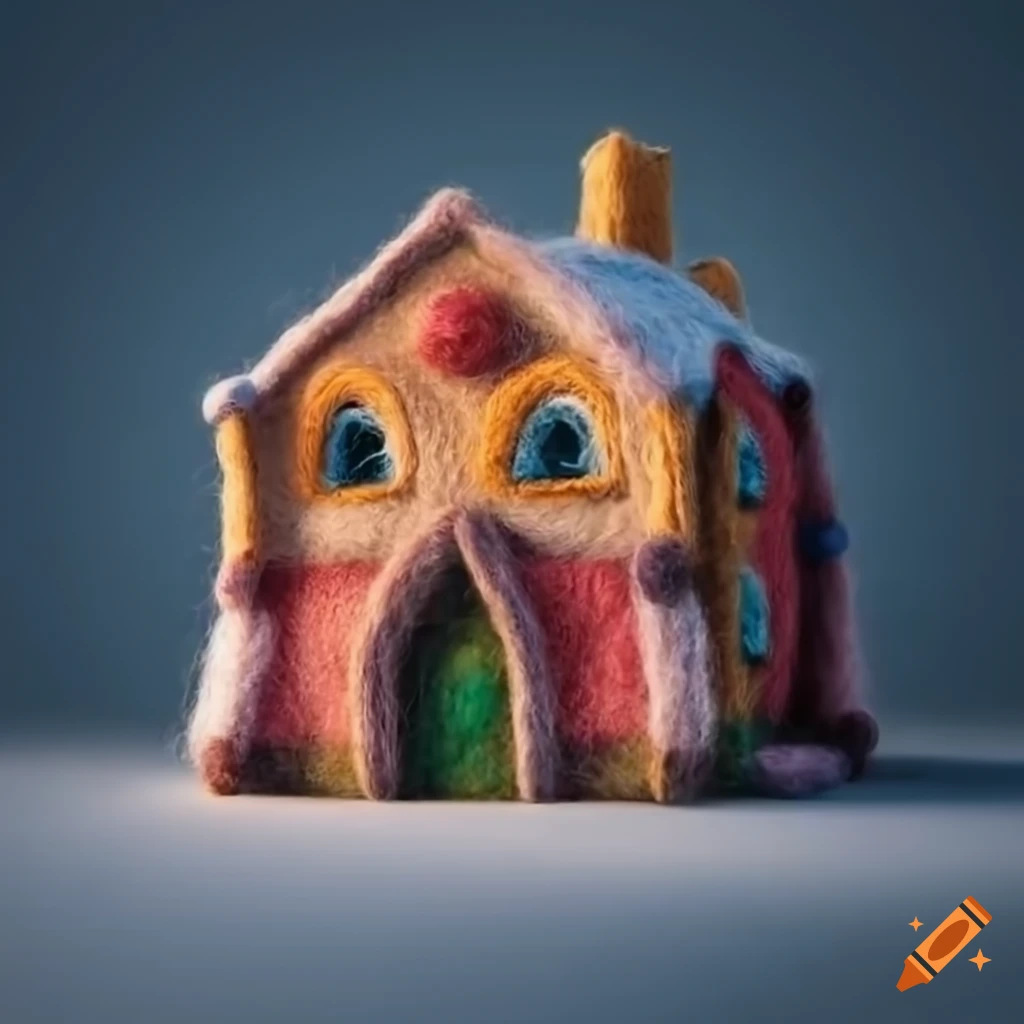 Felted wool buildings in high definition