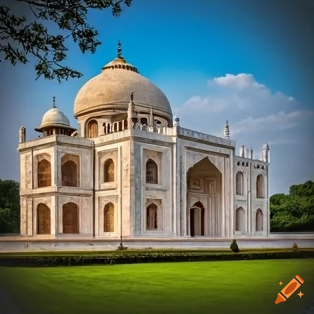 Elevation of a mughal architectural style building on Craiyon