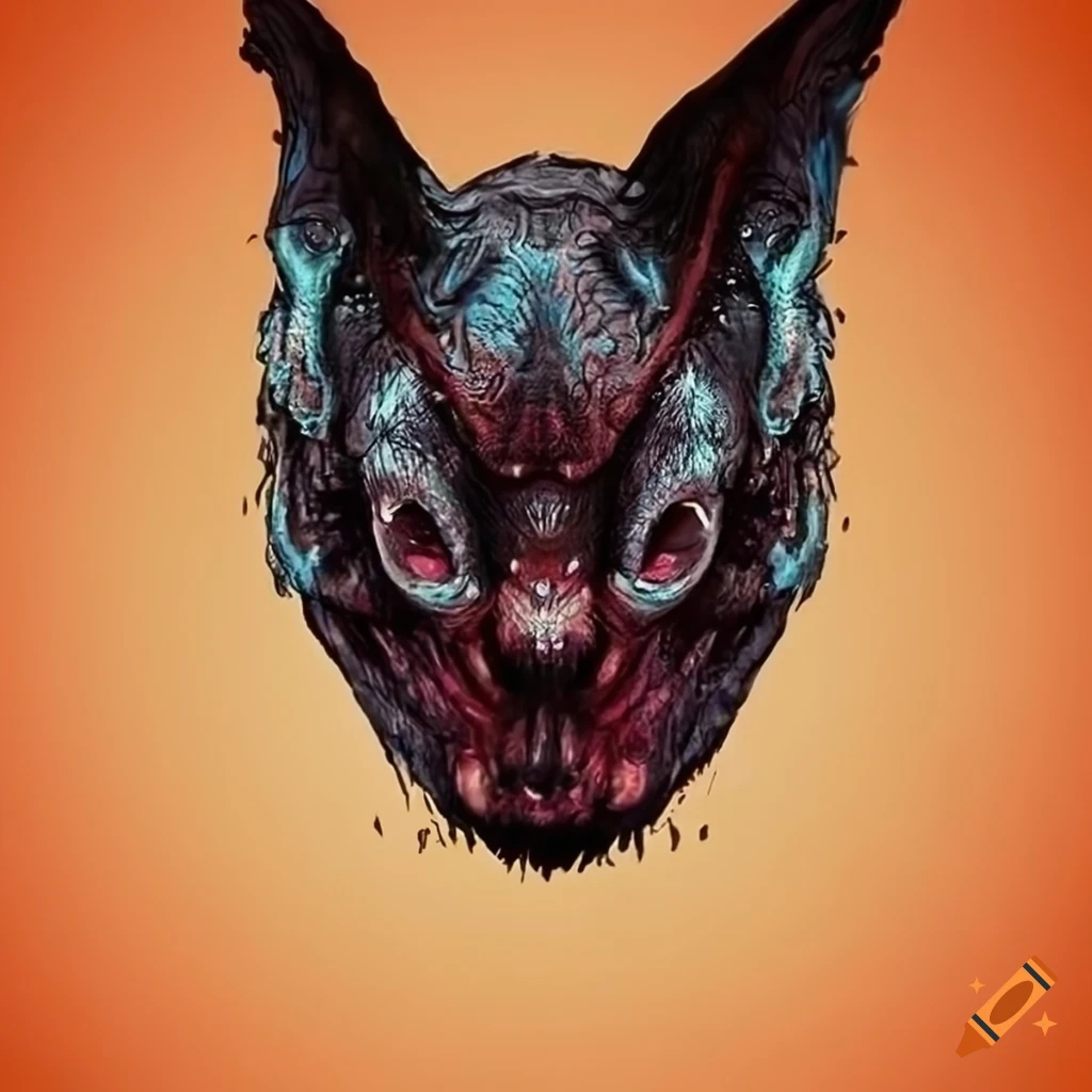Abstract artwork of a bat head on Craiyon