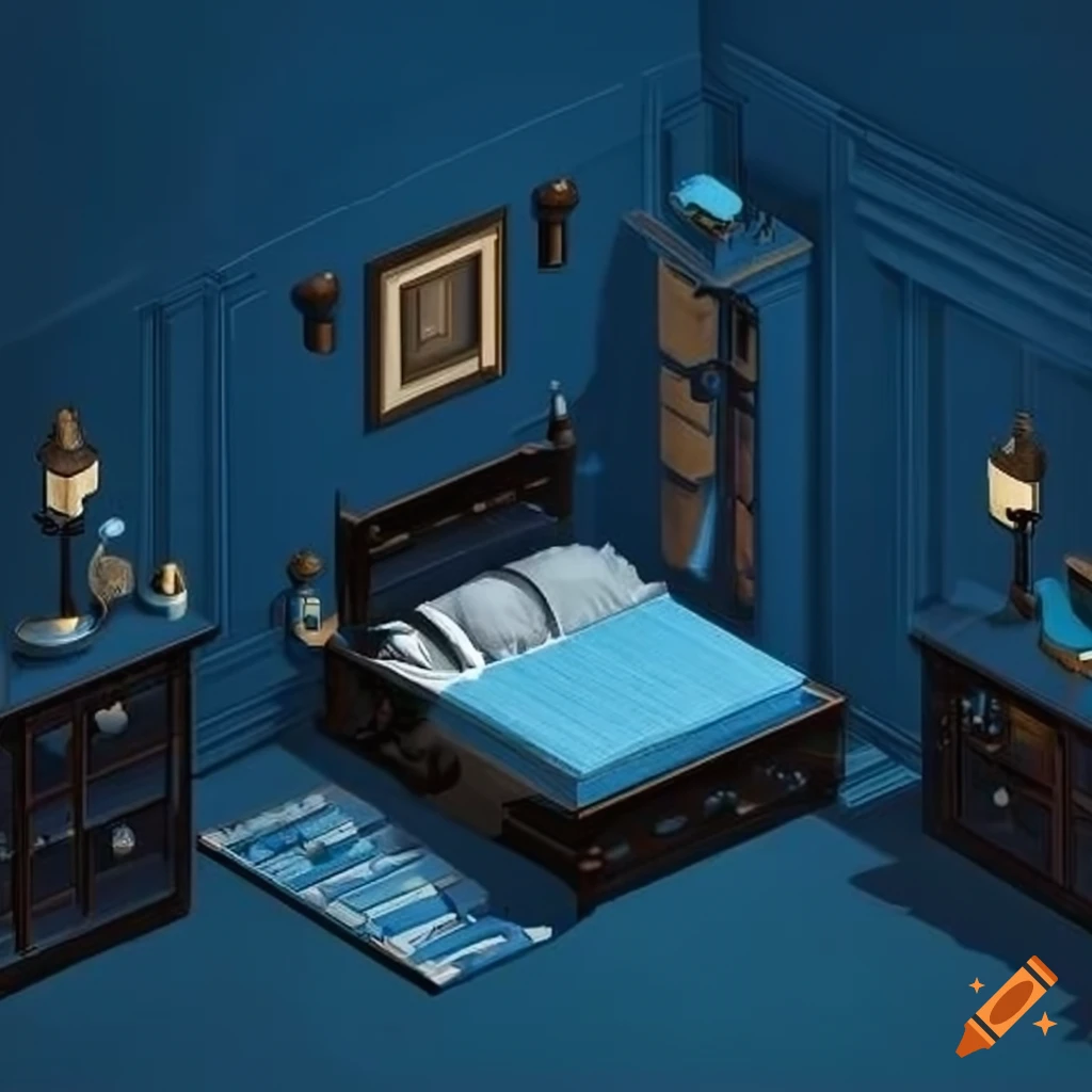 Isometric map tile of a royal bedroom on Craiyon