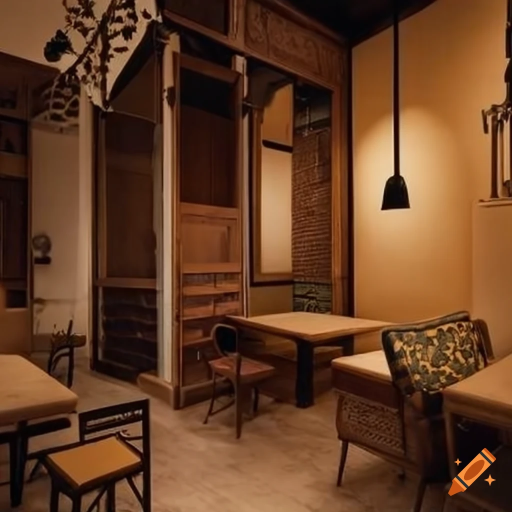 Cozy blend of traditional and contemporary Persian cafe on Craiyon