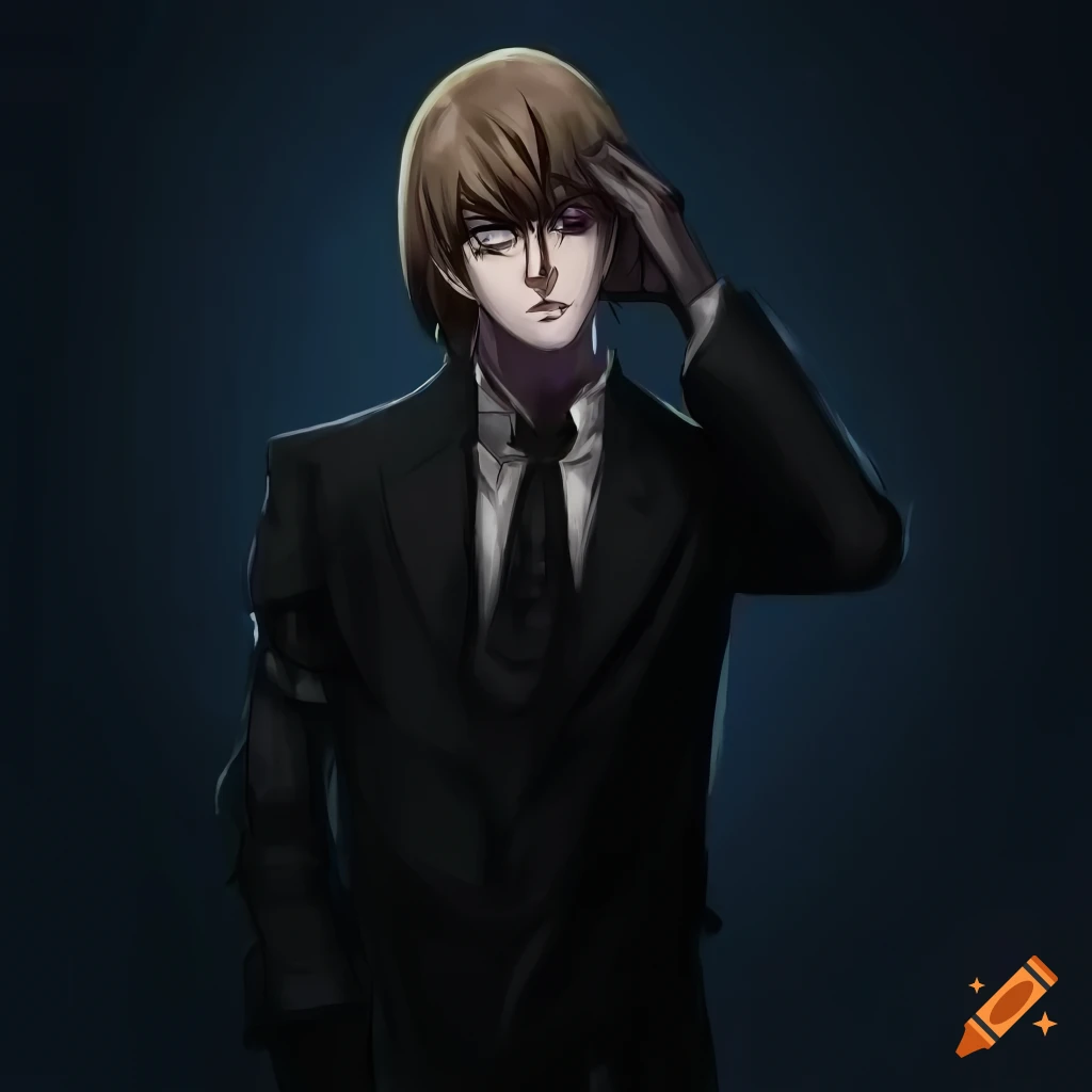 Detailed depiction of light yagami in gothic outfit on Craiyon