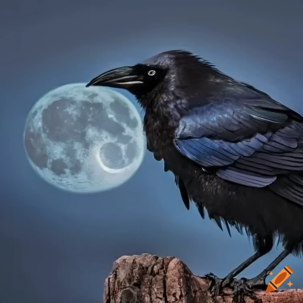 Two raven heads touching beaks on Craiyon