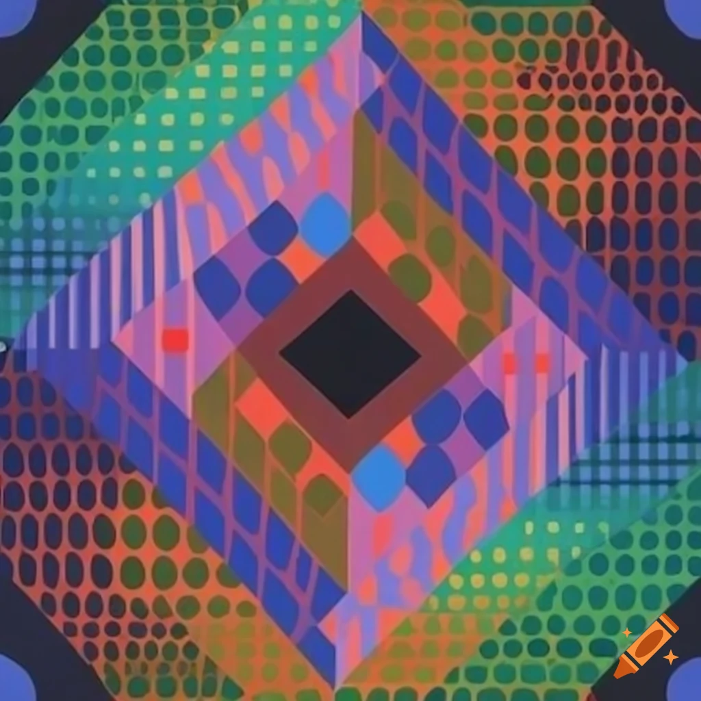 Geometric surreal illusion in vibrant colors