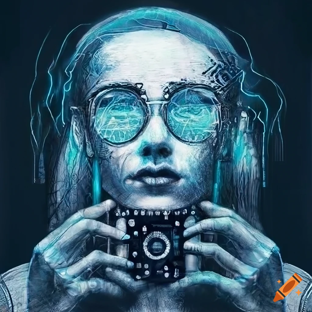 Sleek and high-tech album cover with electronic beats on Craiyon