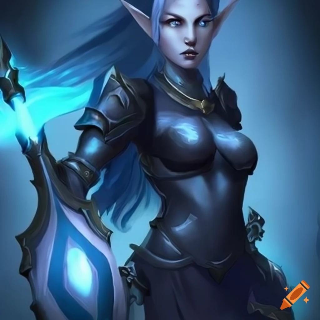 Artwork of a female astral elf paladin on Craiyon