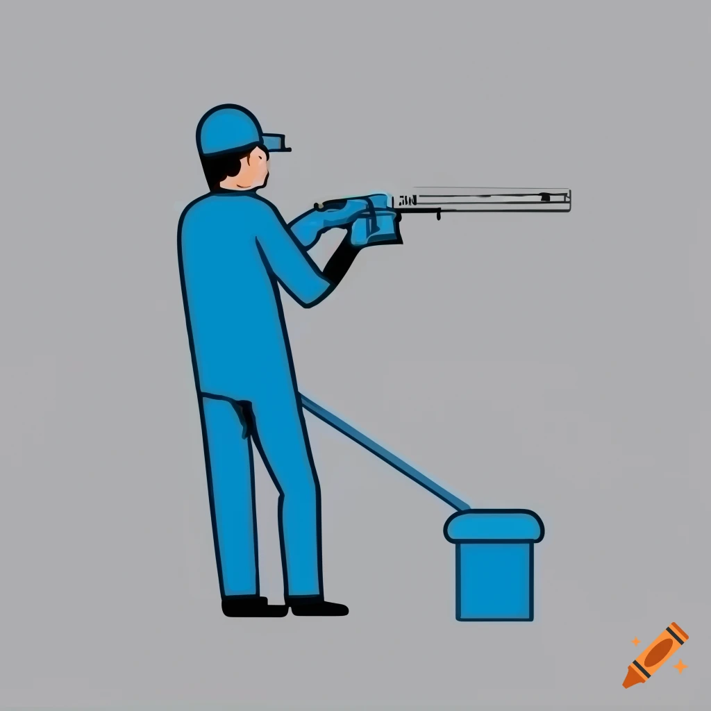 Vector illustration of a man using a power washing gun on Craiyon