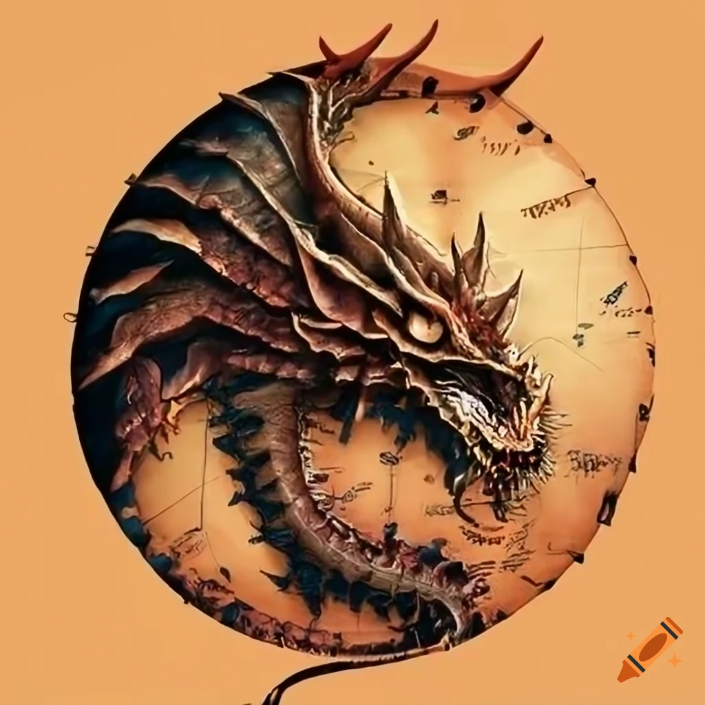 Map of a continent shaped like a dragon on Craiyon