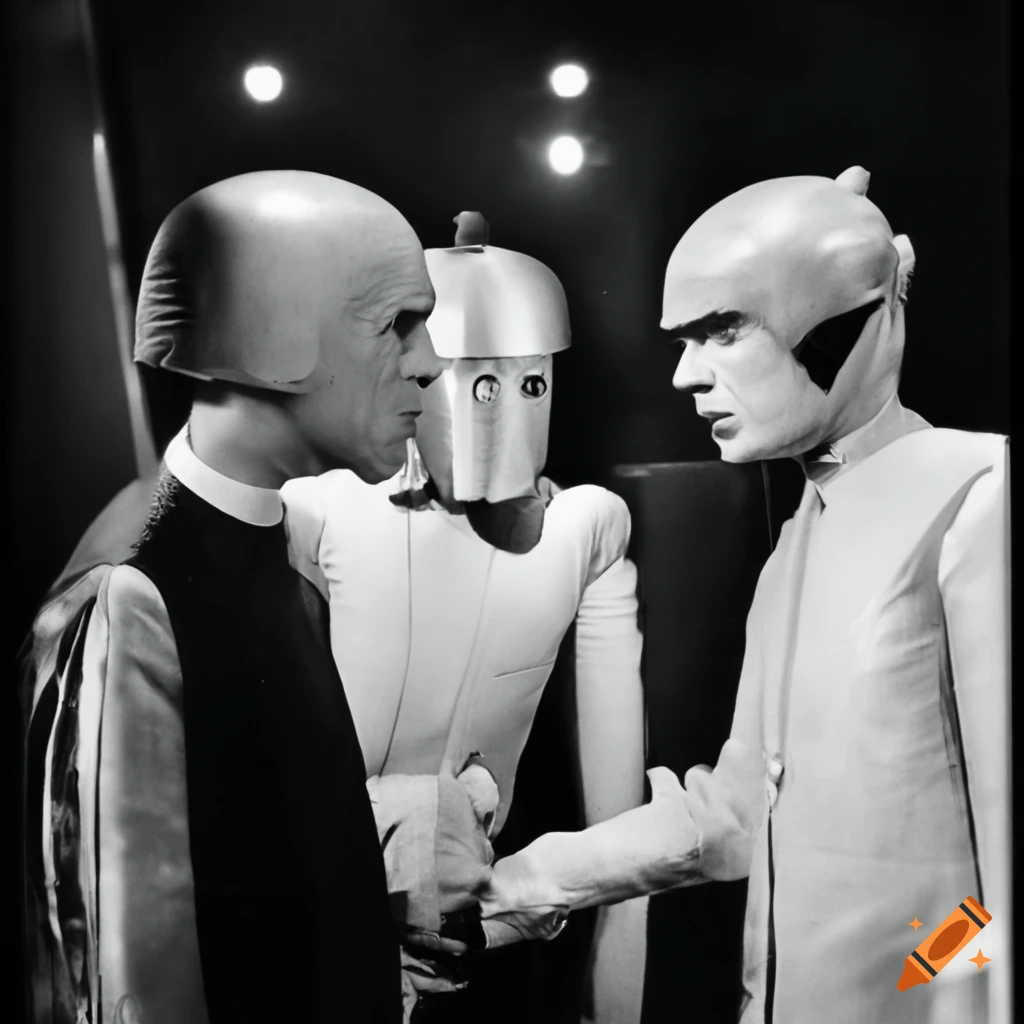 Retro scene from 1960s doctor who in a control room