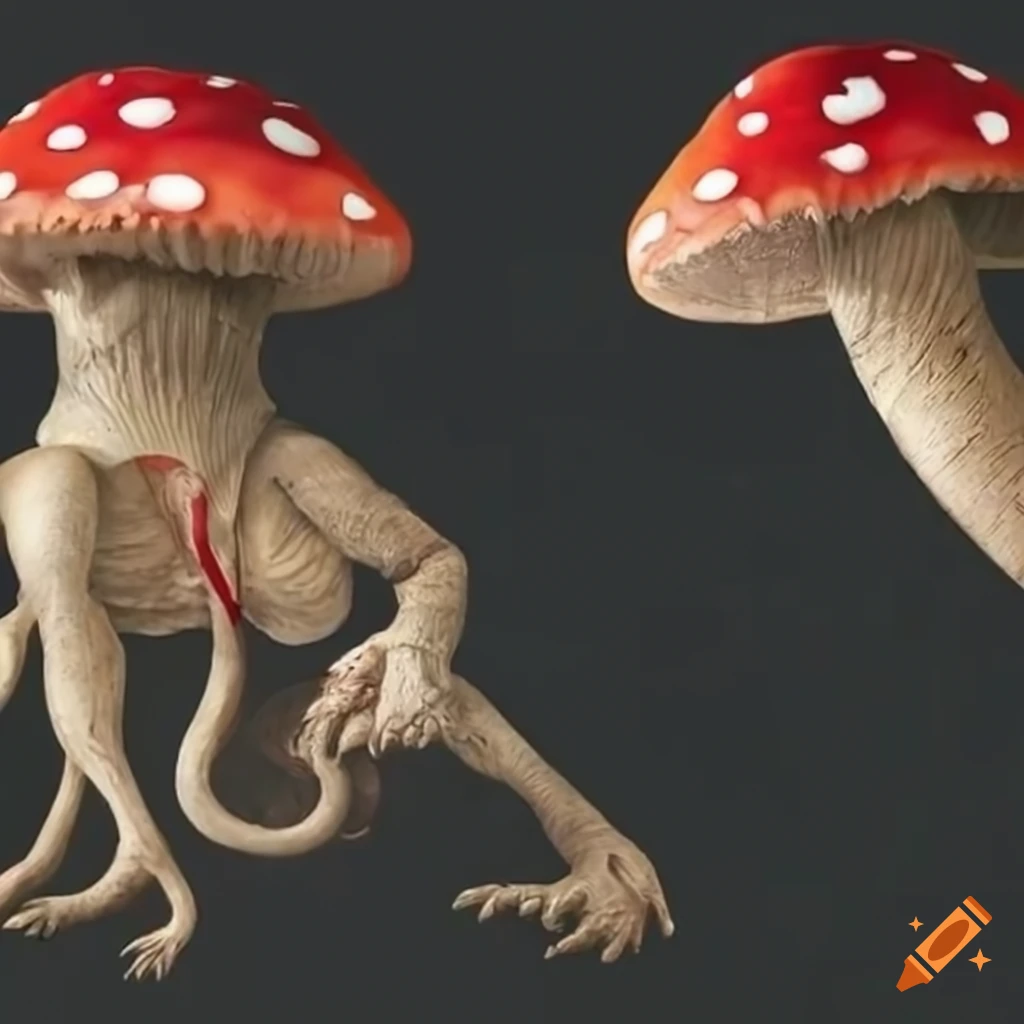 Art portrayal of a mushroom creature on Craiyon