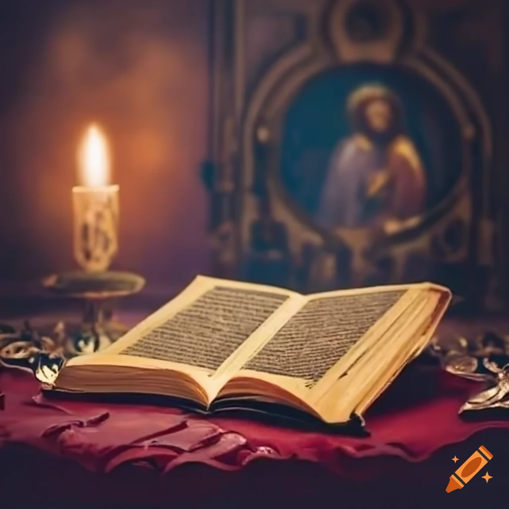 Ancient book on a holy altar on Craiyon