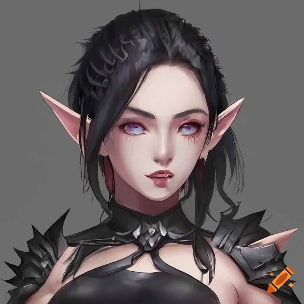 Portrait Of A Confident Female Elf With Black Hair