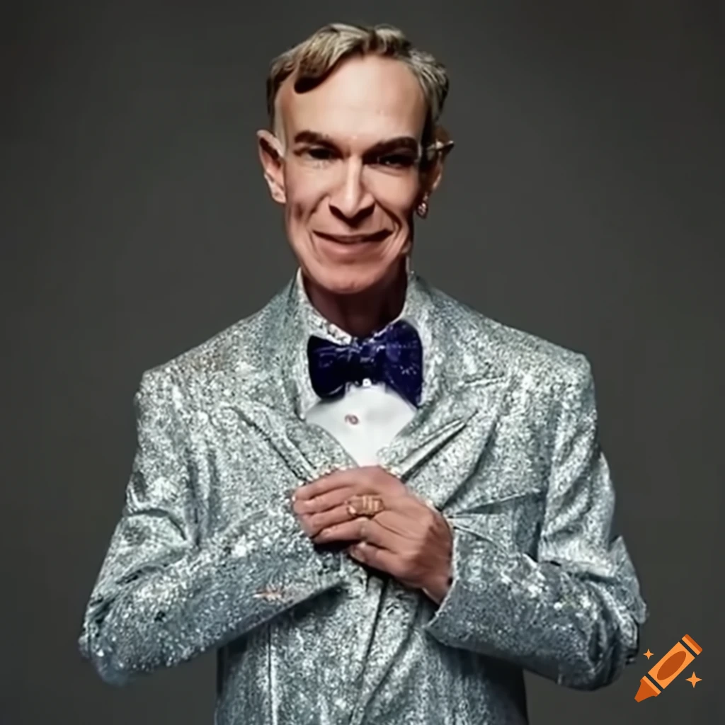 Bill nye wearing a sparkly lab coat on Craiyon