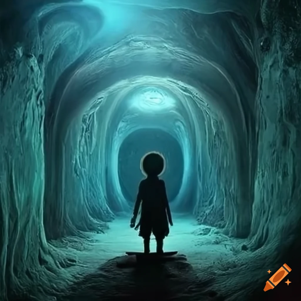 Image of mysterious aliens leading to a hidden underground world