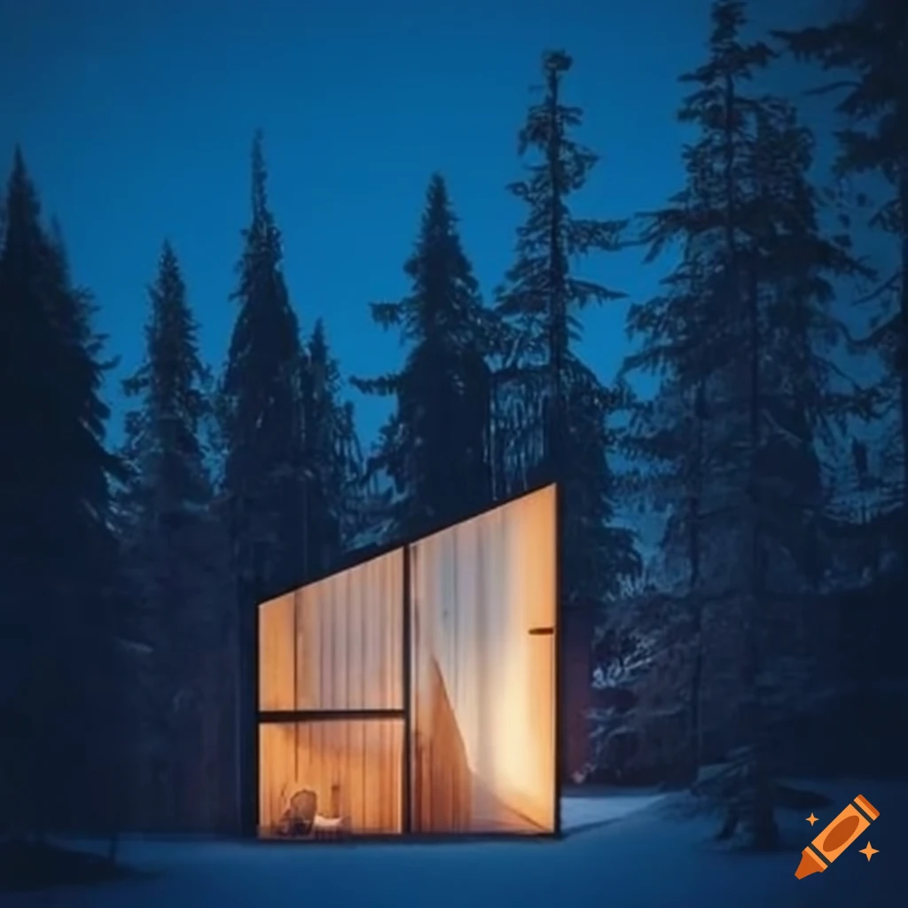 Minimalistic tower cabin in nordic design on Craiyon