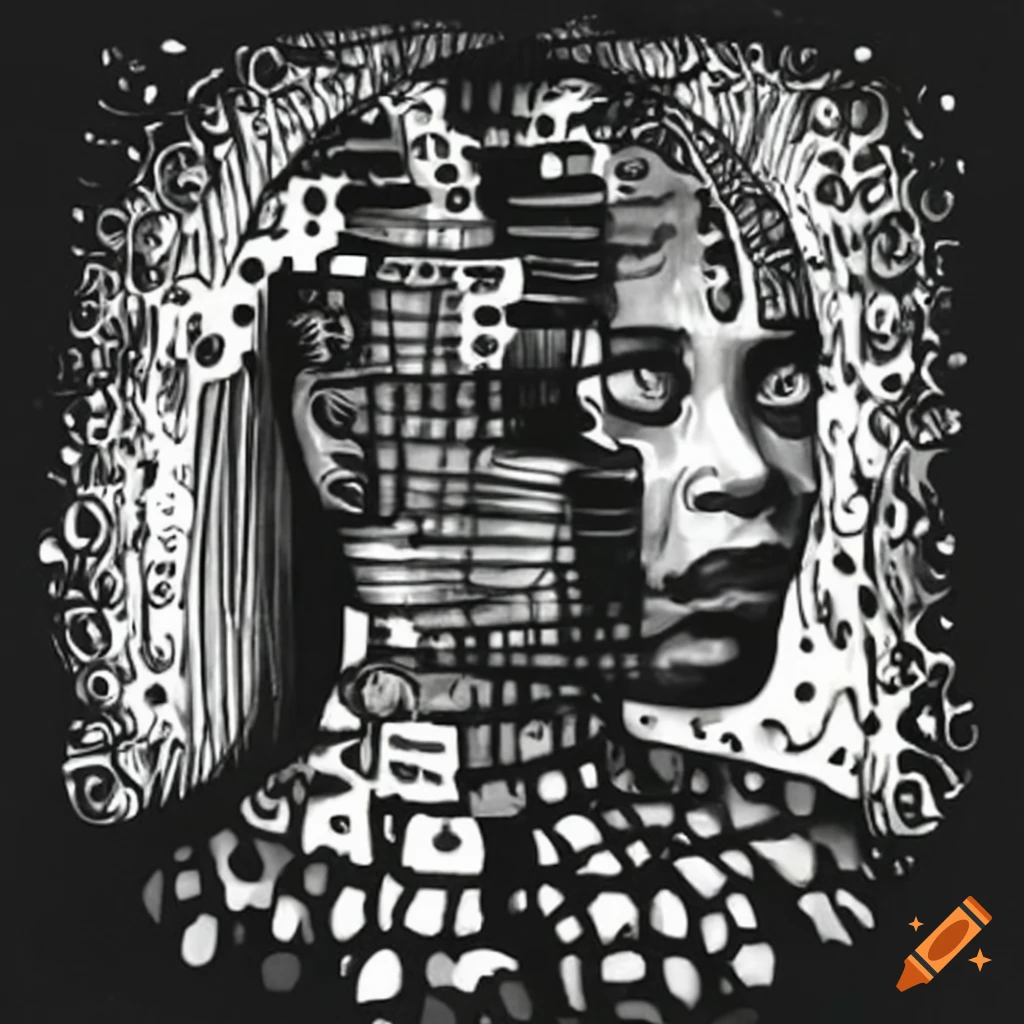 Black and white contemporary drawing