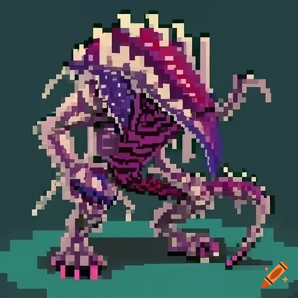 Pixel art of yugioh spirit dragoon on Craiyon