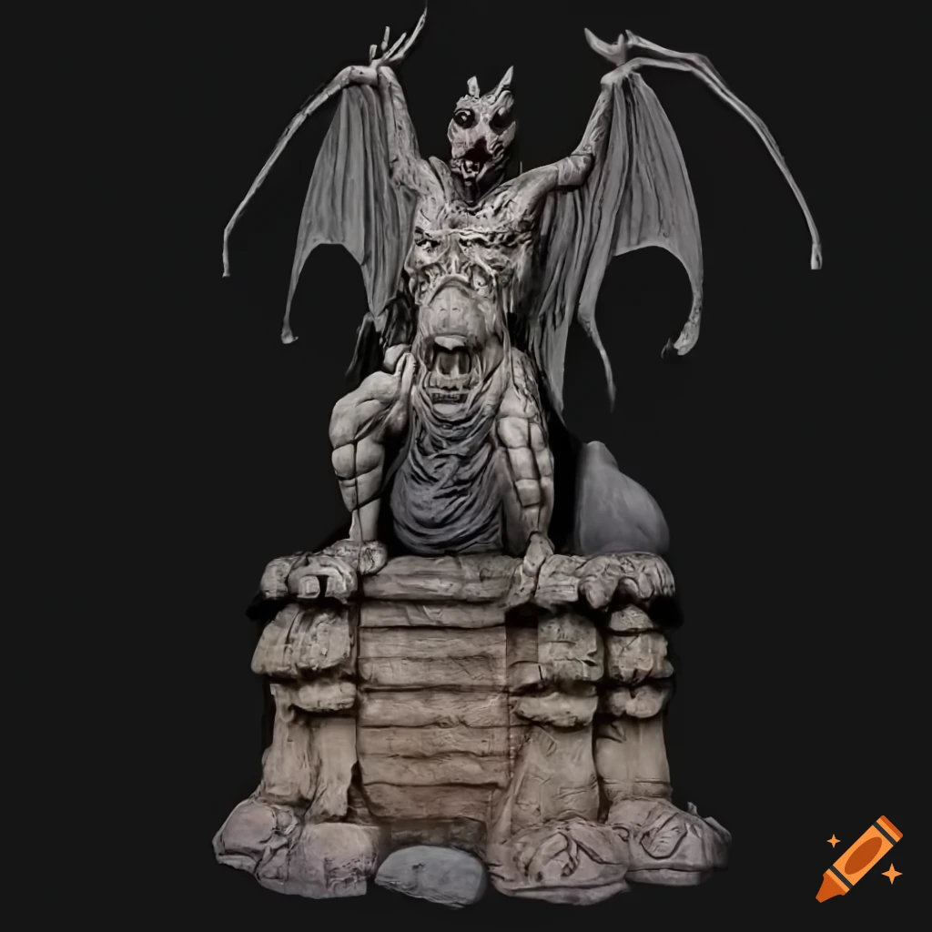 Sculpture of a terrifying bat monster god on Craiyon