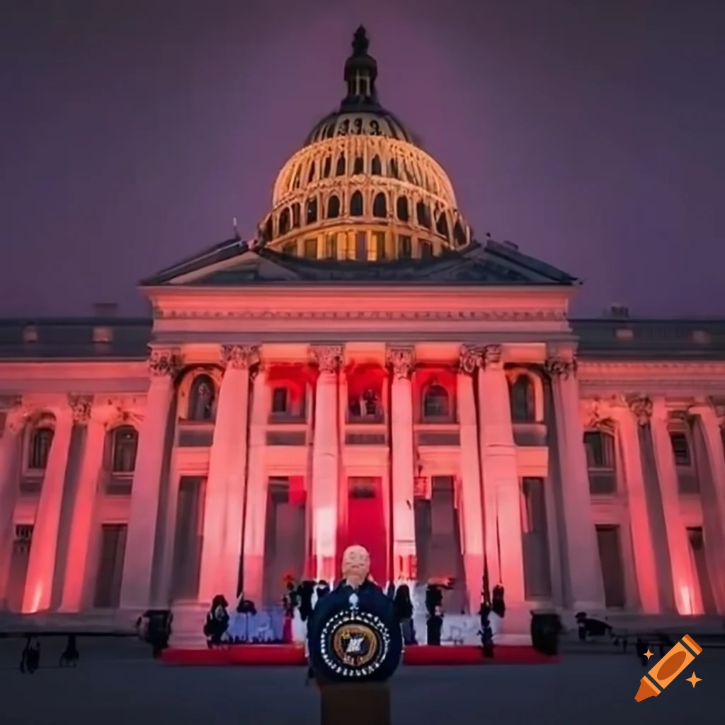 Political activists holding up signs in front of the white house on Craiyon