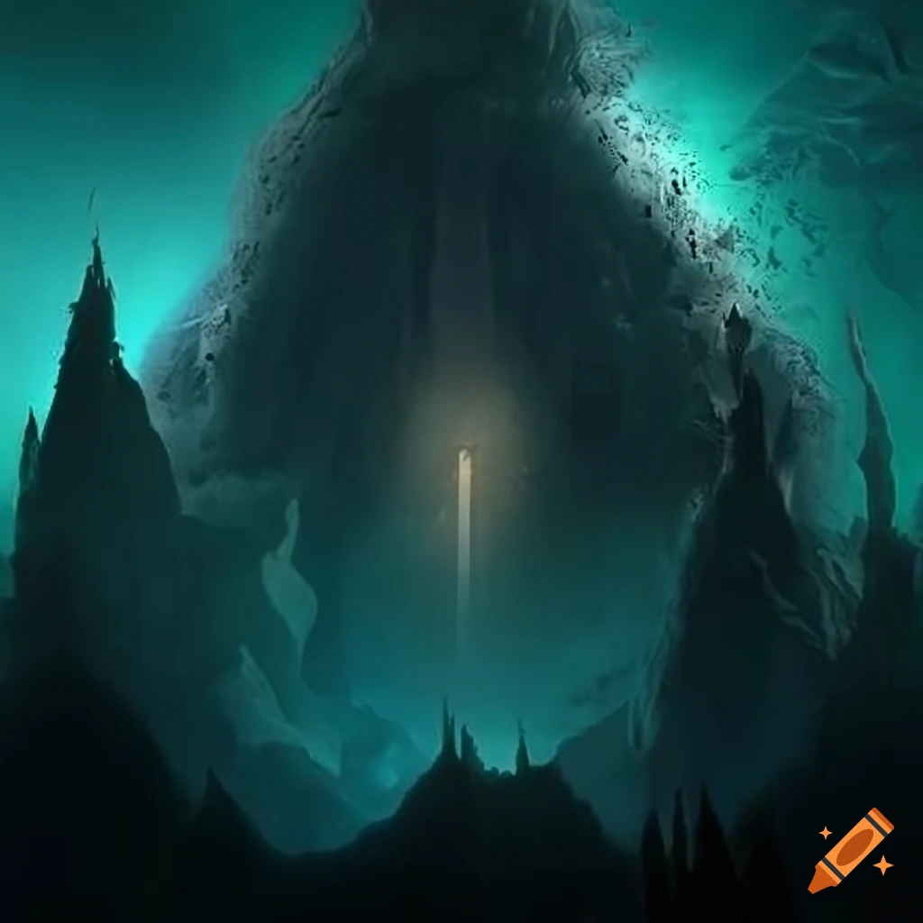 Artistic depiction of a dramatic clash in a dark abyss on Craiyon