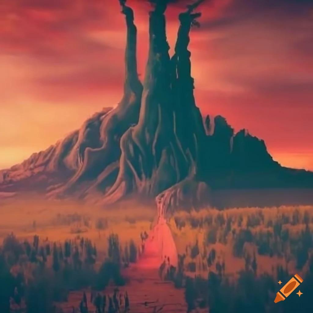 View of hyrule castle from dueling peaks in breath of the wild on Craiyon