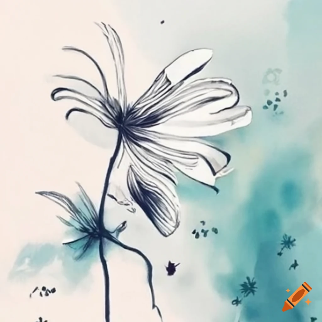 Ink painting of flower scenery