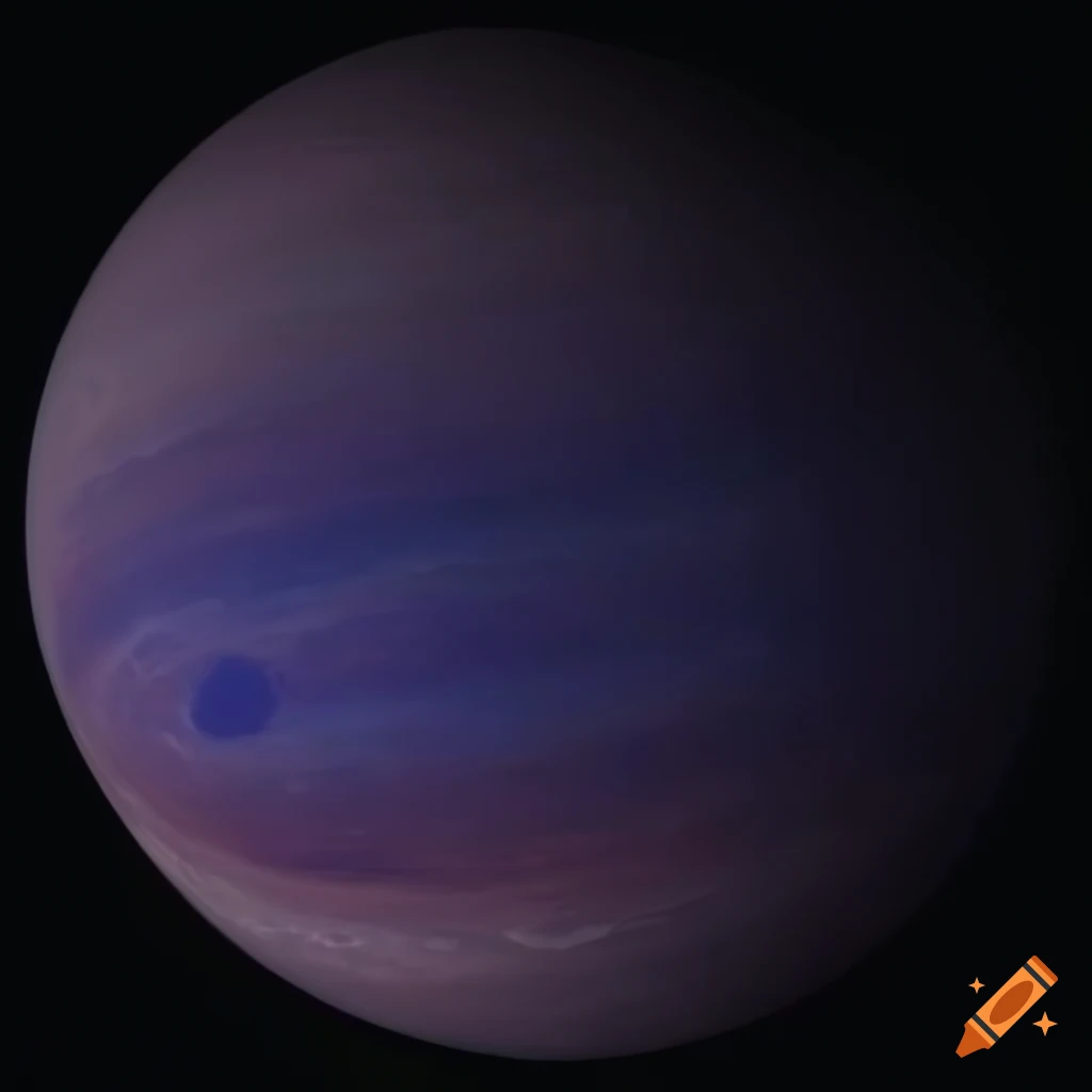 Purple gas giant planet with a large storm on the surface on Craiyon
