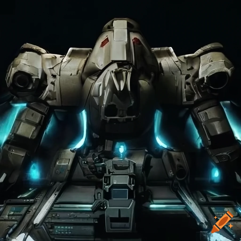 Photo of a mecha with a detailed cockpit on Craiyon
