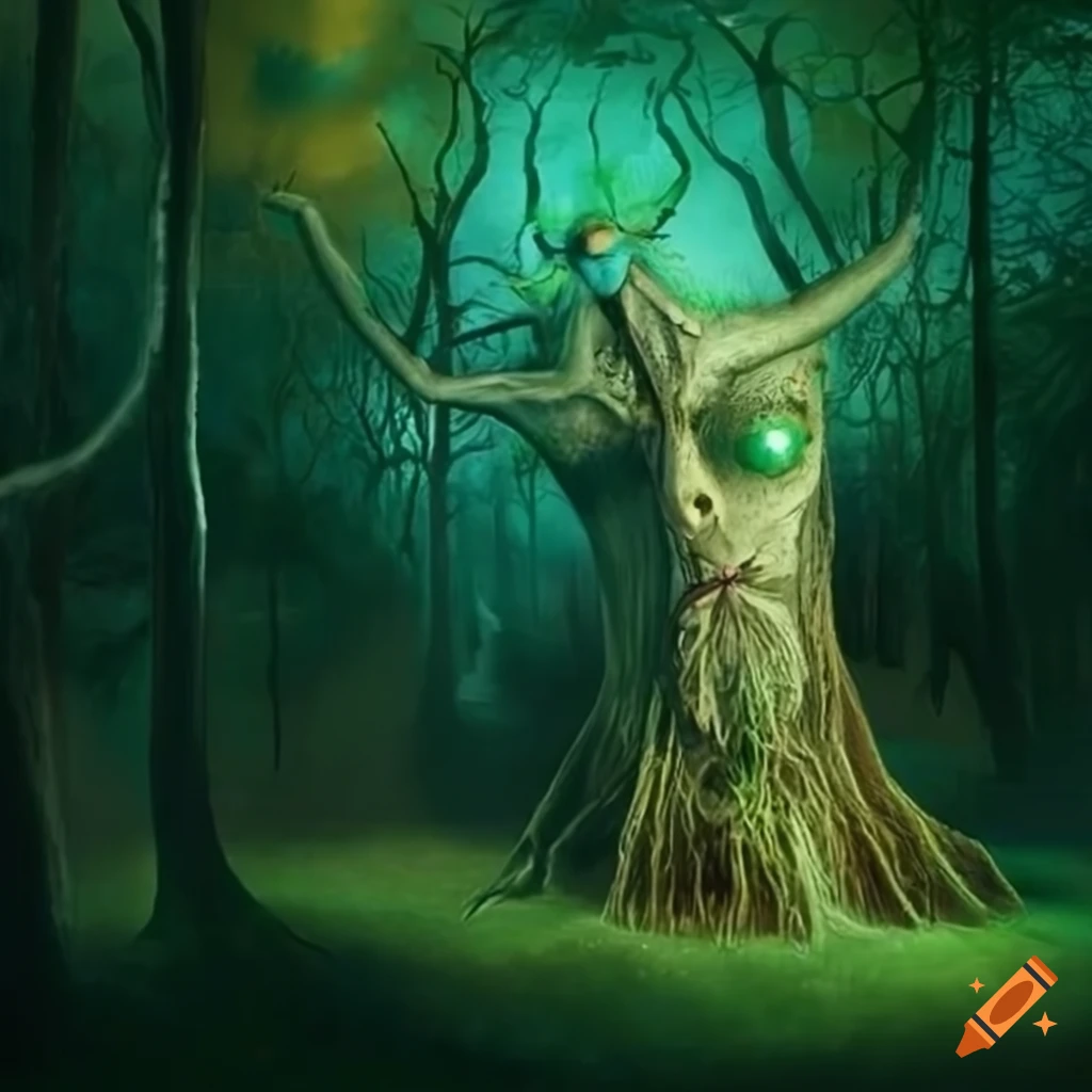 Human-shaped forest resembling a bag on Craiyon