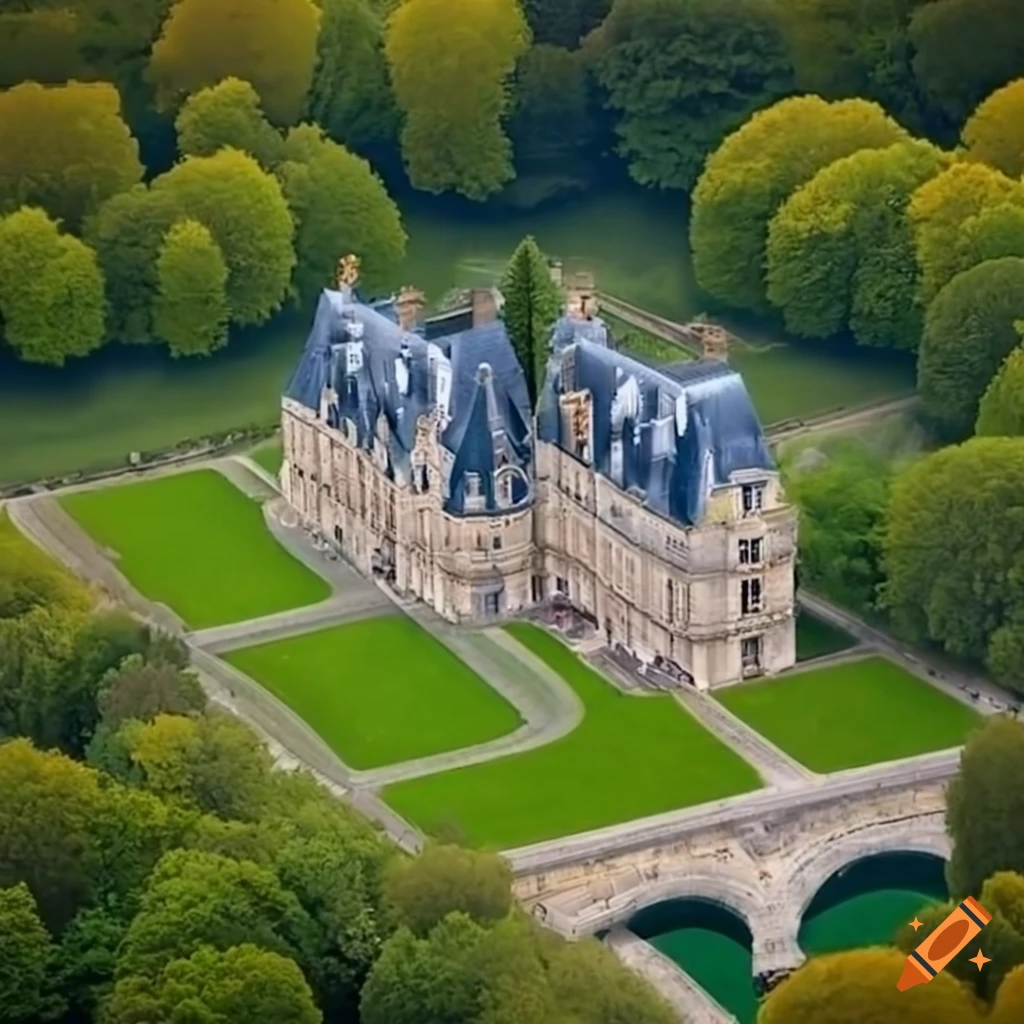 Detailed aerial view of Laeken Castle on Craiyon