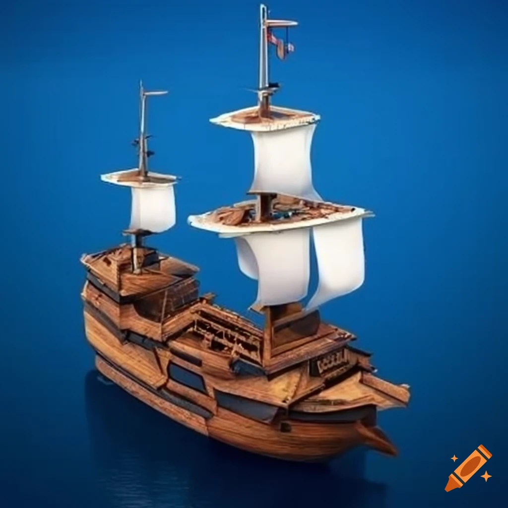 Wooden ship on the sea on Craiyon