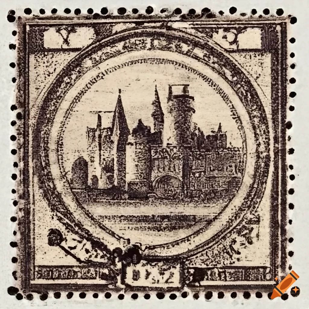 Vintage stamp featuring a castle