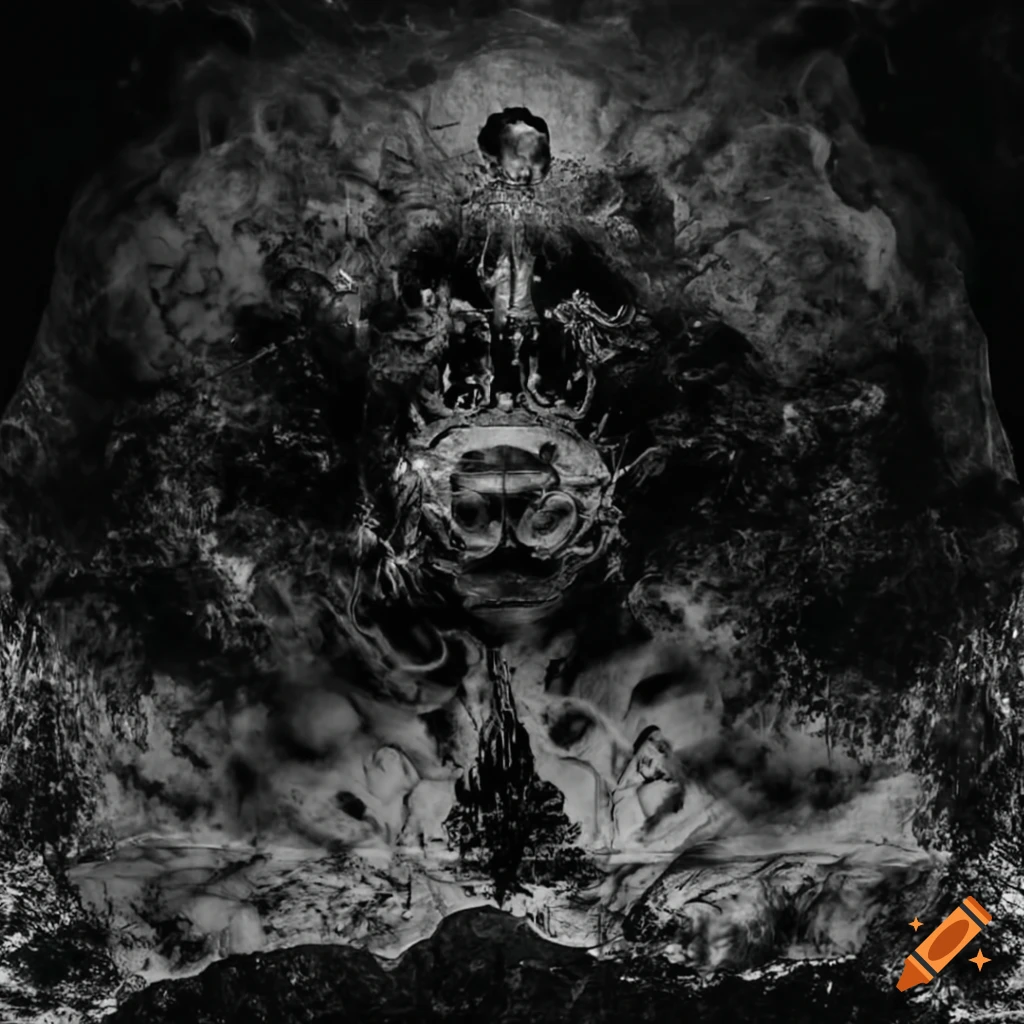 Surreal depiction of hell in baroque style on Craiyon